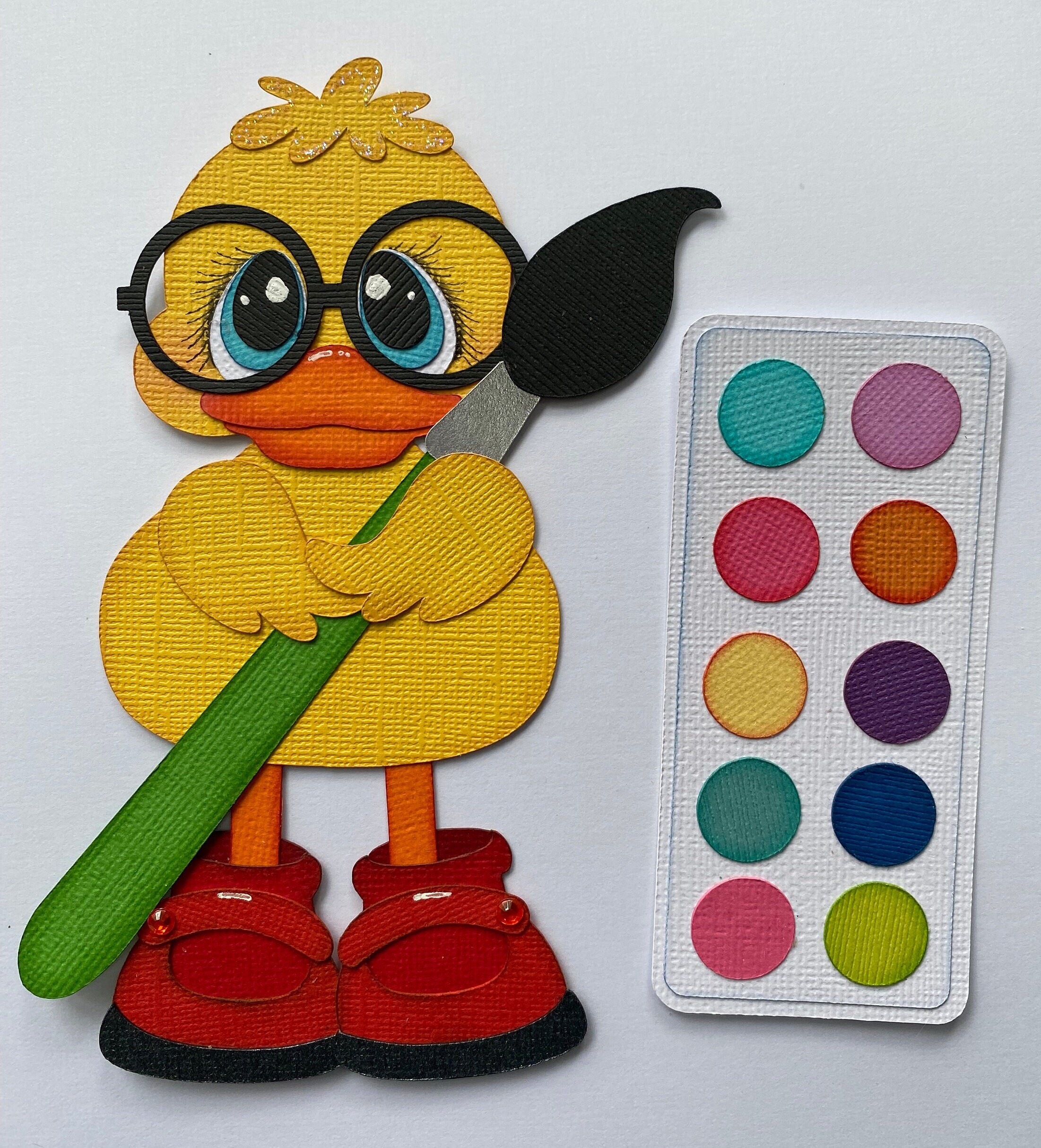 Duck With Paint Brush Paper Piecing Die Cut Scrapbook - Etsy
