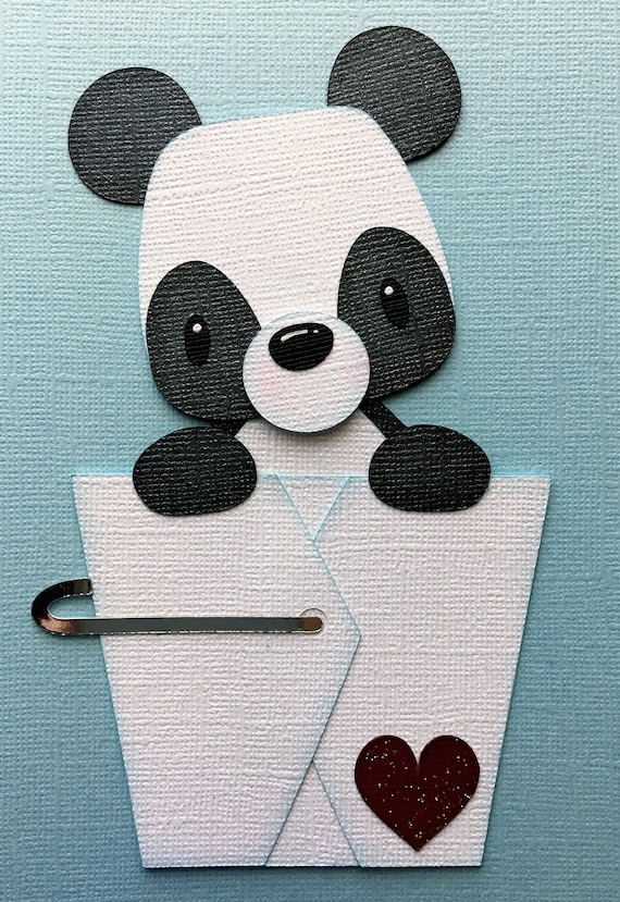 Panda Takeout Paper Piecing Die Cut Scrapbook Embellishment | Etsy