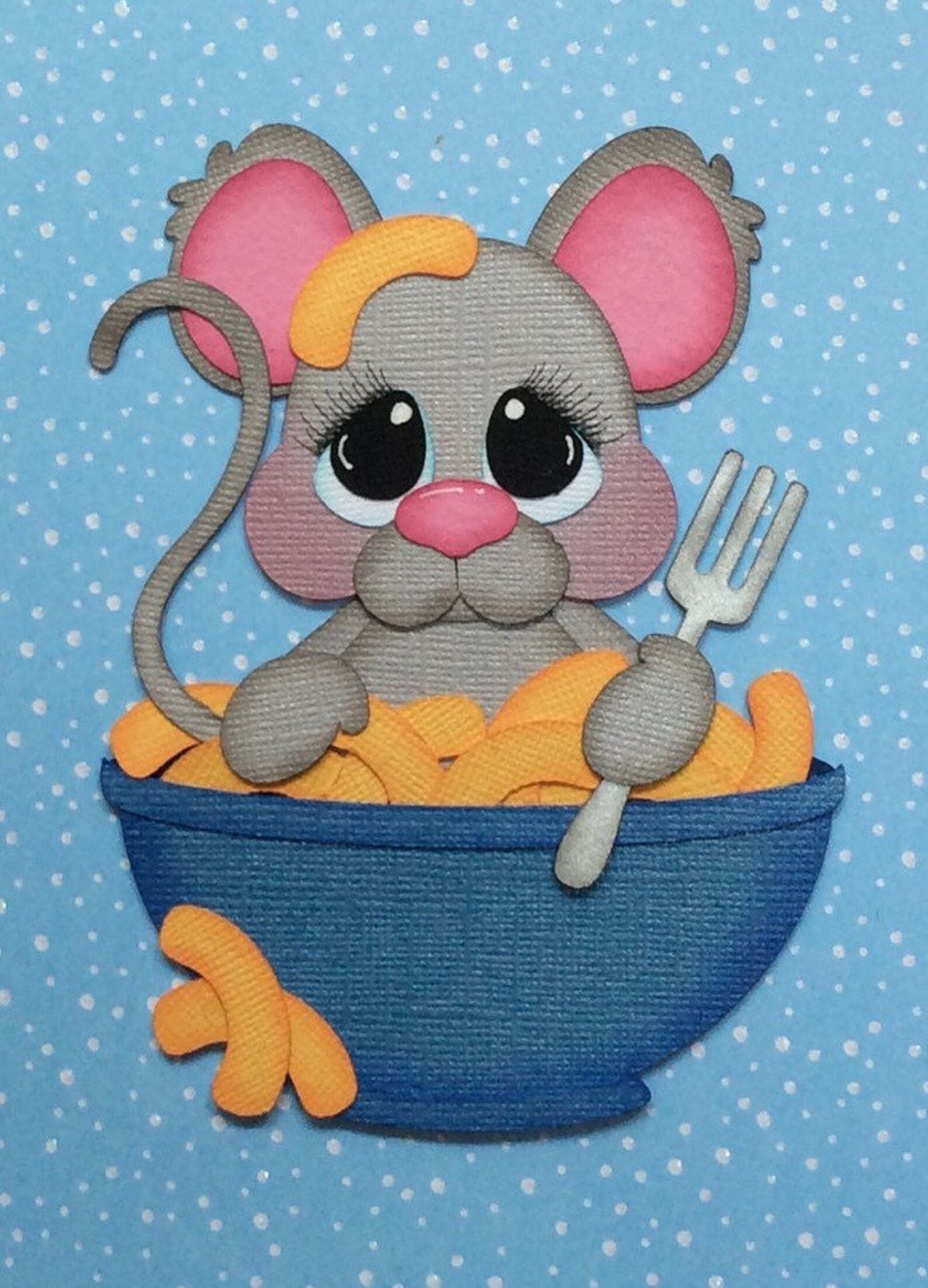 Mouse in Mac'n Cheese Bowl Paper Piecing Scrapbook Die Cut - Etsy