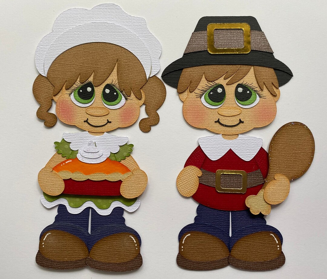 Thanksgiving Pilgrim Pair Paper Piecing Die Cut Scrapbook ...