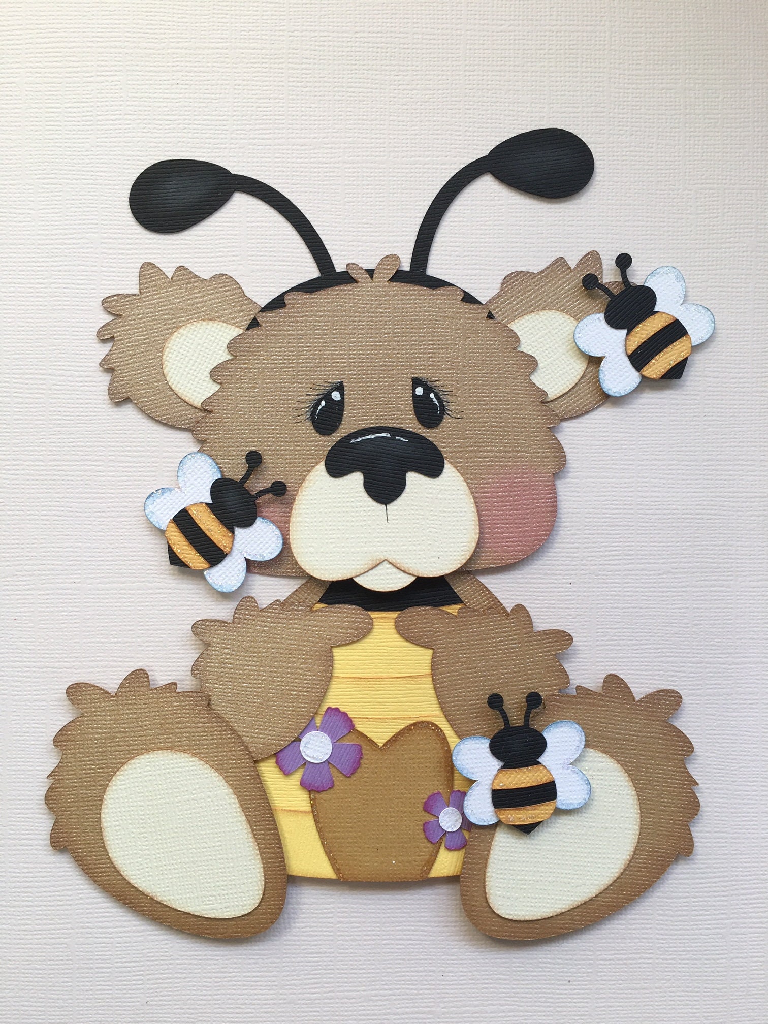 Bear Holding Bee Hive Paper Piecing Die Cut Scrapbook Embellishment - Etsy