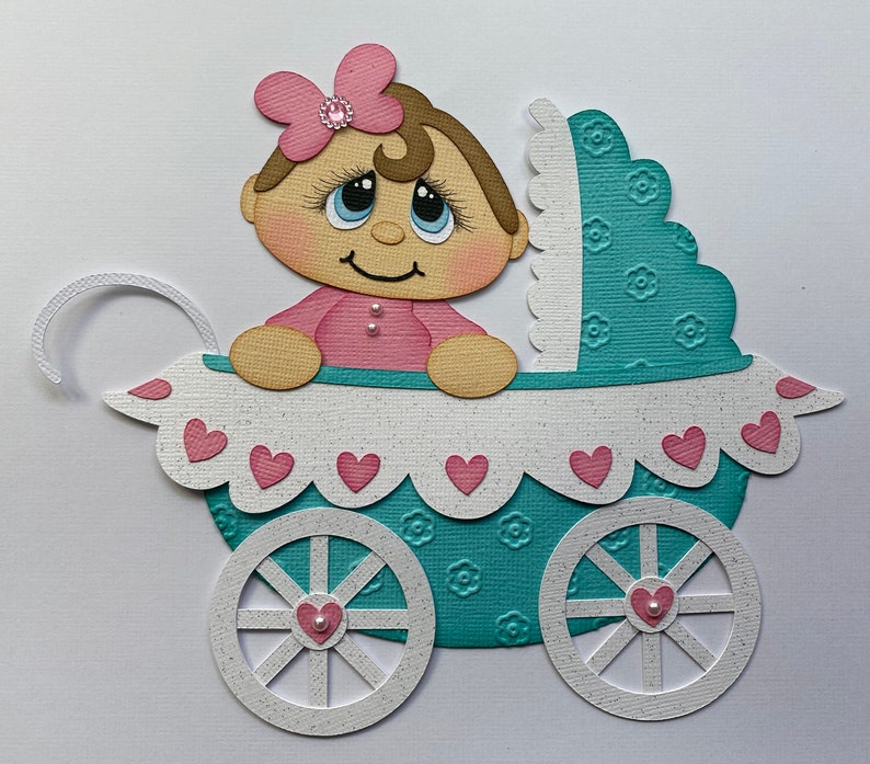 Baby Girl in Carriage Paper Piecing Scrapbook Embellishment - Etsy