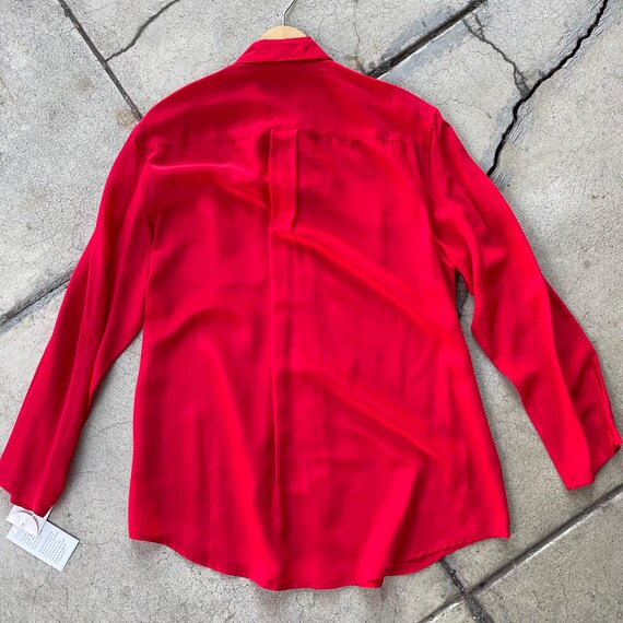 vintage 80s christian dior designer red silk button u… - Gem