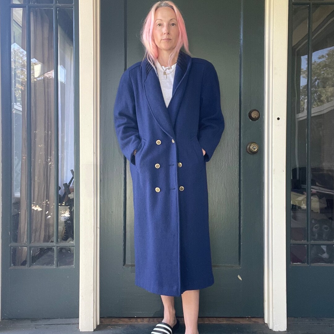 Vintage 80s Cobalt Blue Long Overcoat Winter Maxi Size Medium Large - Etsy