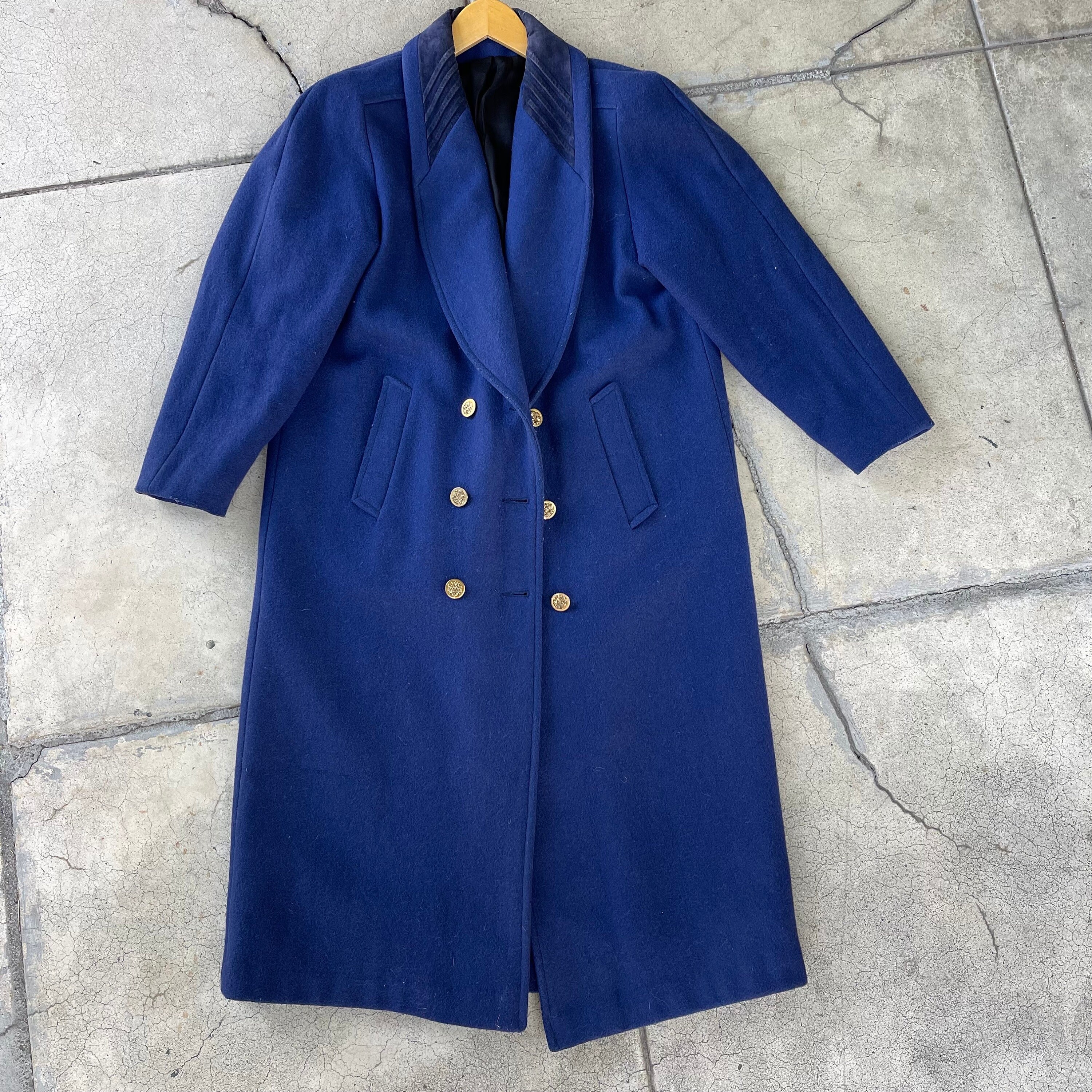 Vintage 80s Cobalt Blue Long Overcoat Winter Maxi Size Medium Large - Etsy