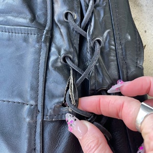 Vintage 80s Black Leather Motorcycle Jacket Brass Hardware Size Small ...