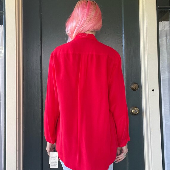 vintage 80s christian dior designer red silk button u… - Gem