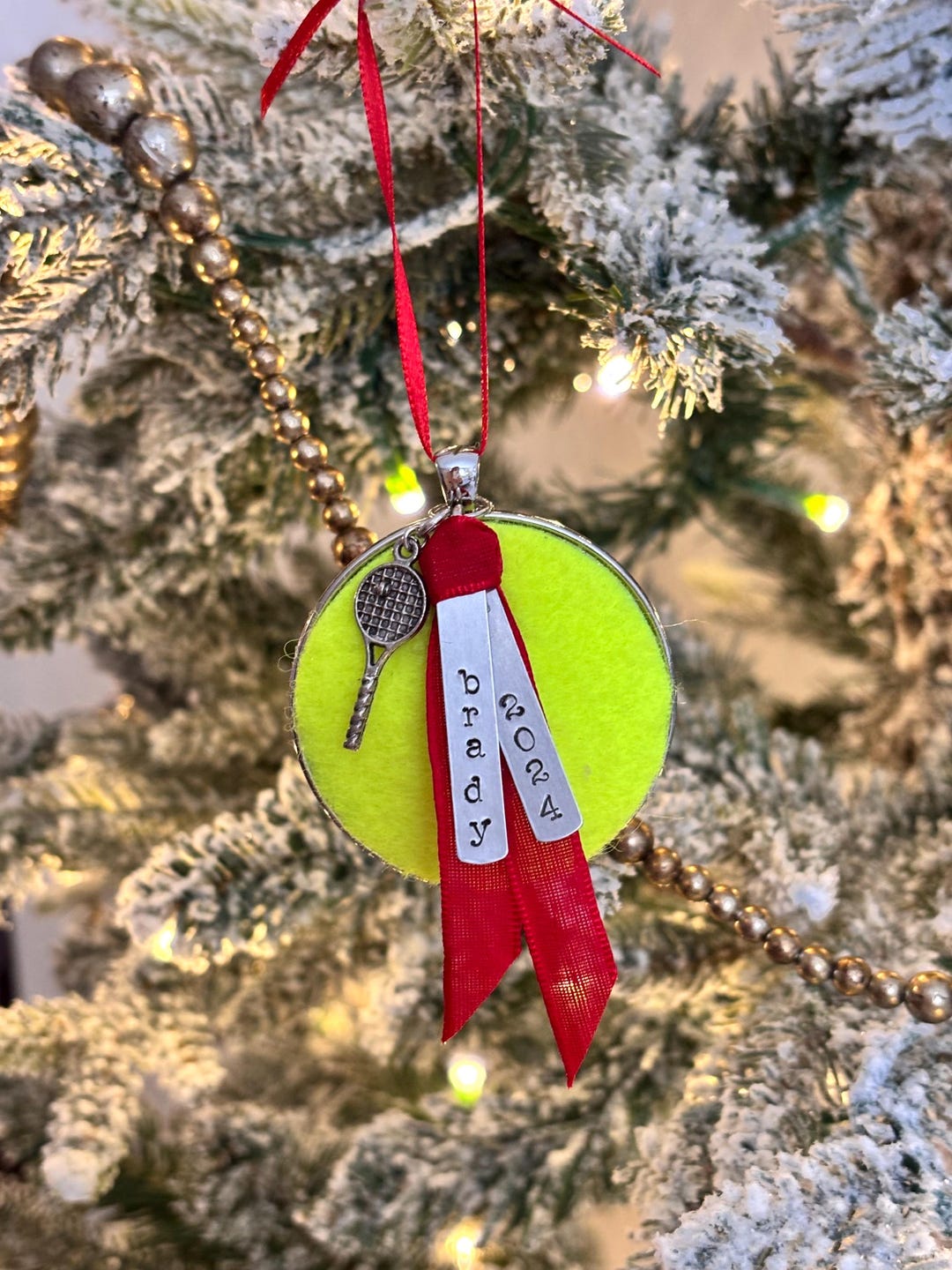 Tennis Ball Christmas Tree Ornament Tennis Racket Tennis Ball Ornament ...