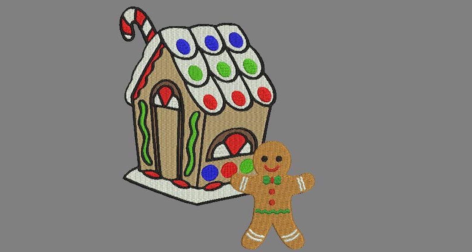 Christmas Gingerbread House Machine Embroidery Design - Etsy Hong Kong
