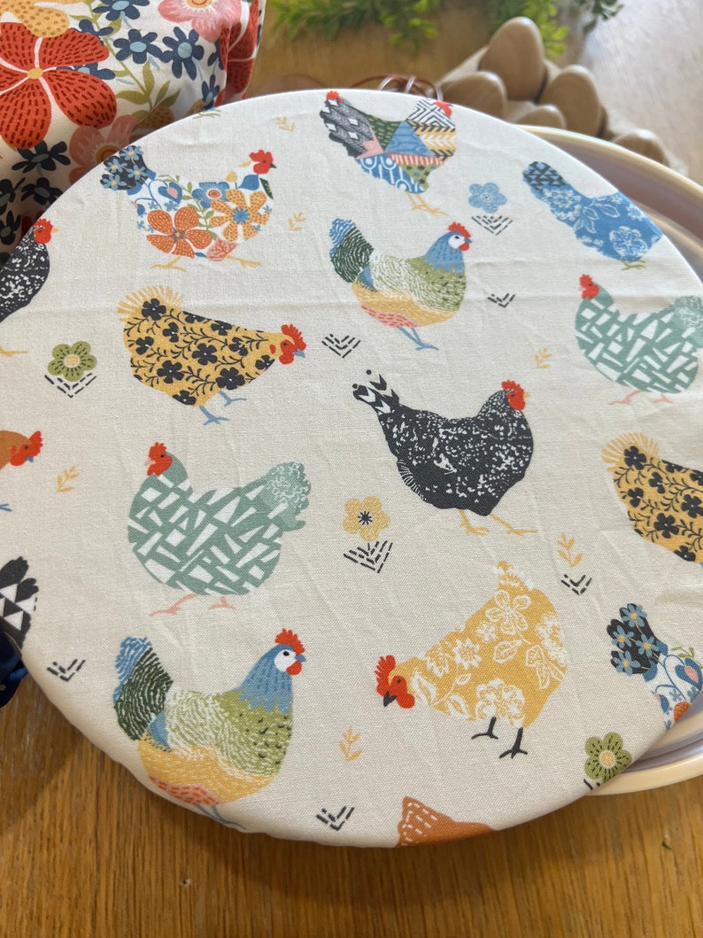 Floral Chicken Bowl Cover Set, Reusable Fabric Covers - Etsy