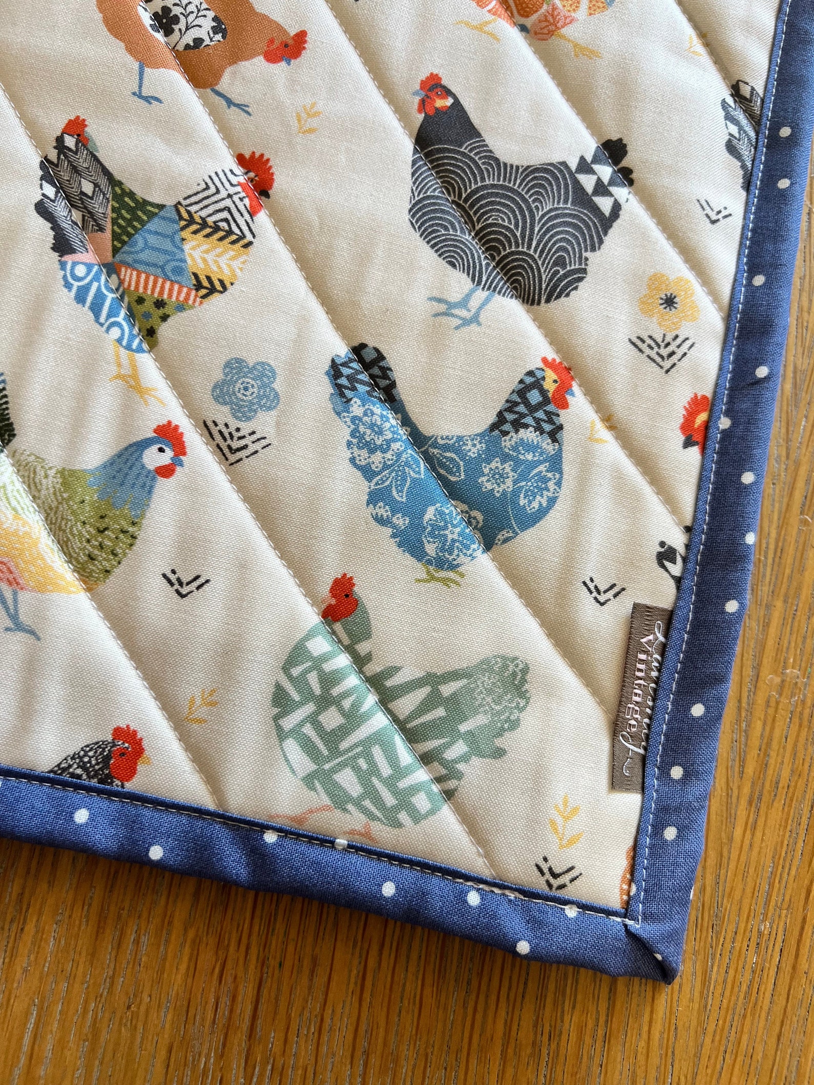 Floral Chicken Casserole Hot Pad, Oversized Quilted Hot Pad, Large ...