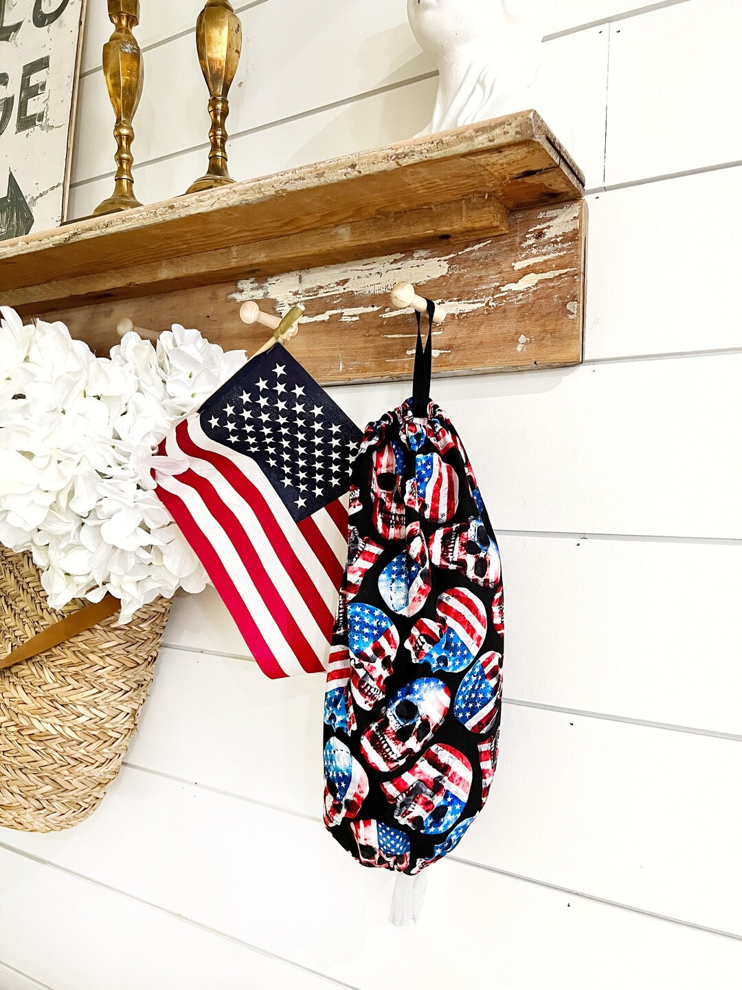Patriotic Plastic Bag Holder, Hanging Bag Holder, Plastic Bag Dispenser ...