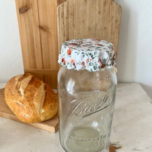 Emily Florals Fabric Jar Cover, Reusable Sourdough Starter Lid - Etsy