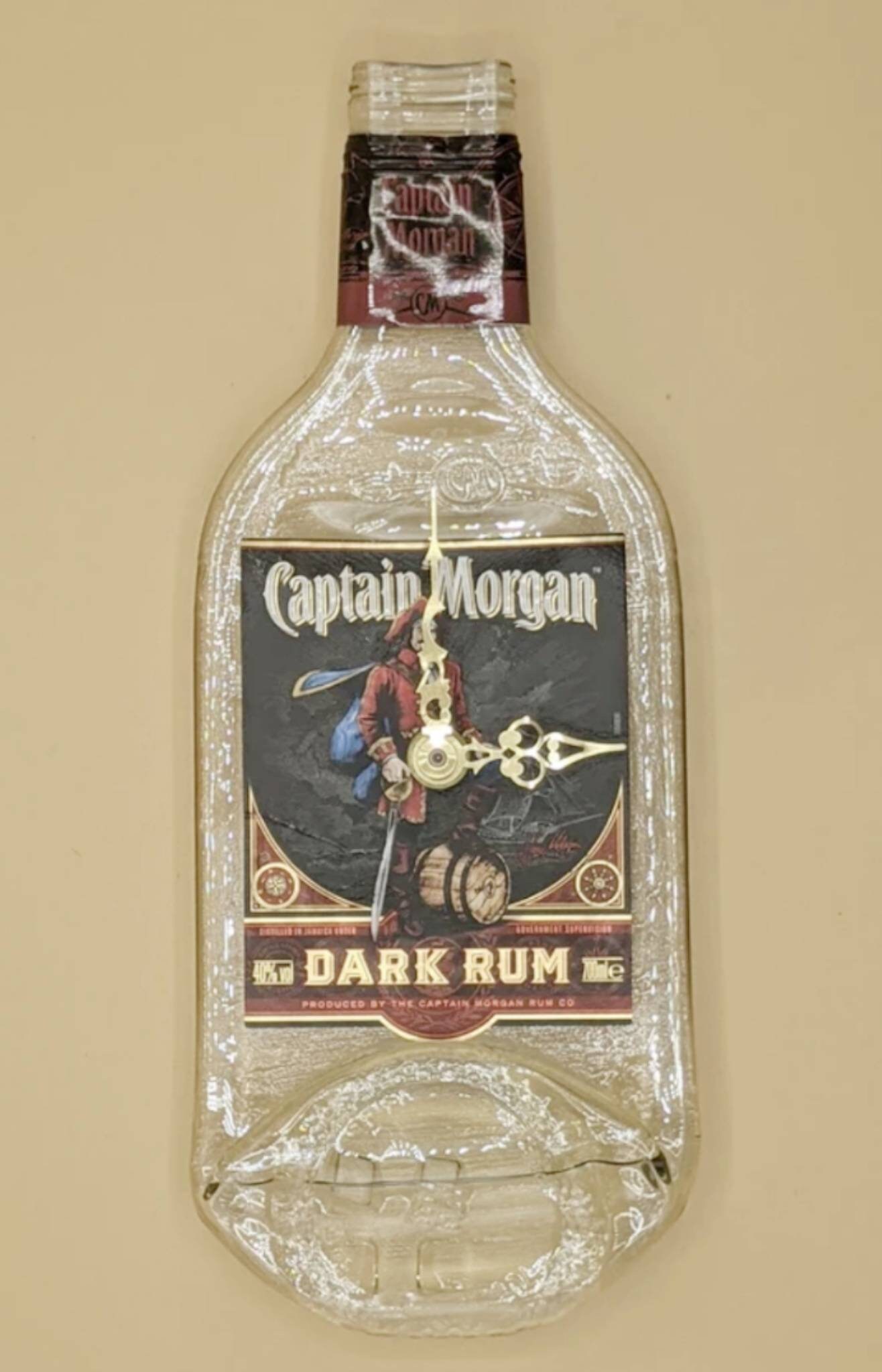 Captain Morgan Rum Flattened Bottle Clock, Christmas Gift for Dad, Wall ...