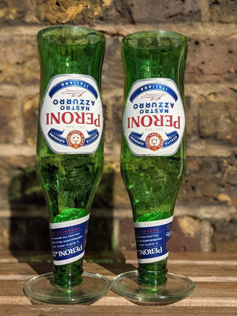 Peroni Beer Bottle Glass, Upcycled Bottle, Home Bar Gift, Recycled ...