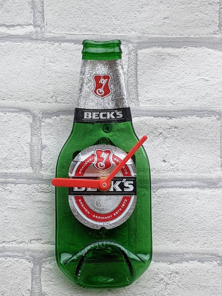 Becks flattened beer bottle wall clock, ecofriendly Fathers Day gift ...