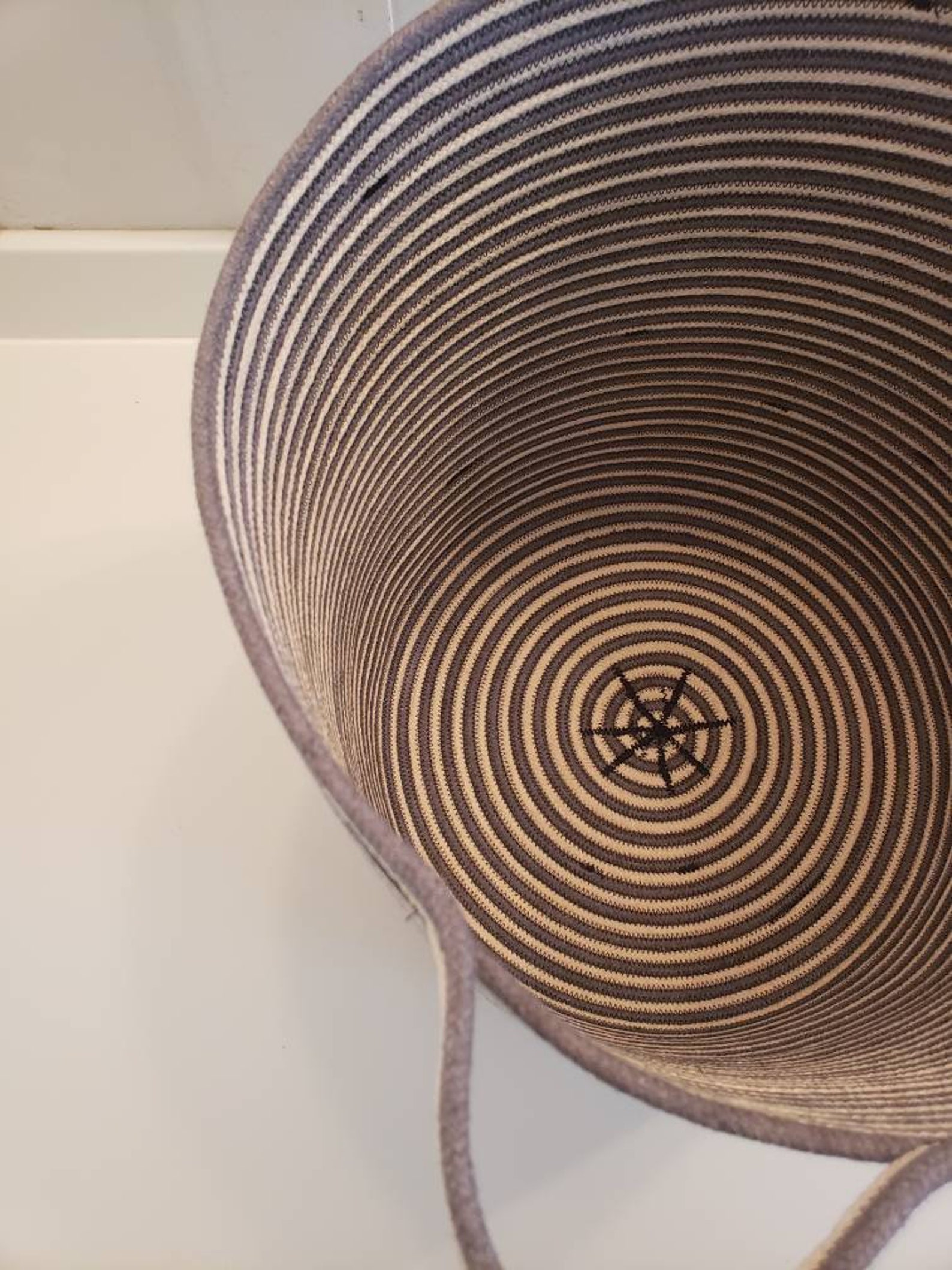 XL Charcoal and White Striped Rope Basket - Etsy