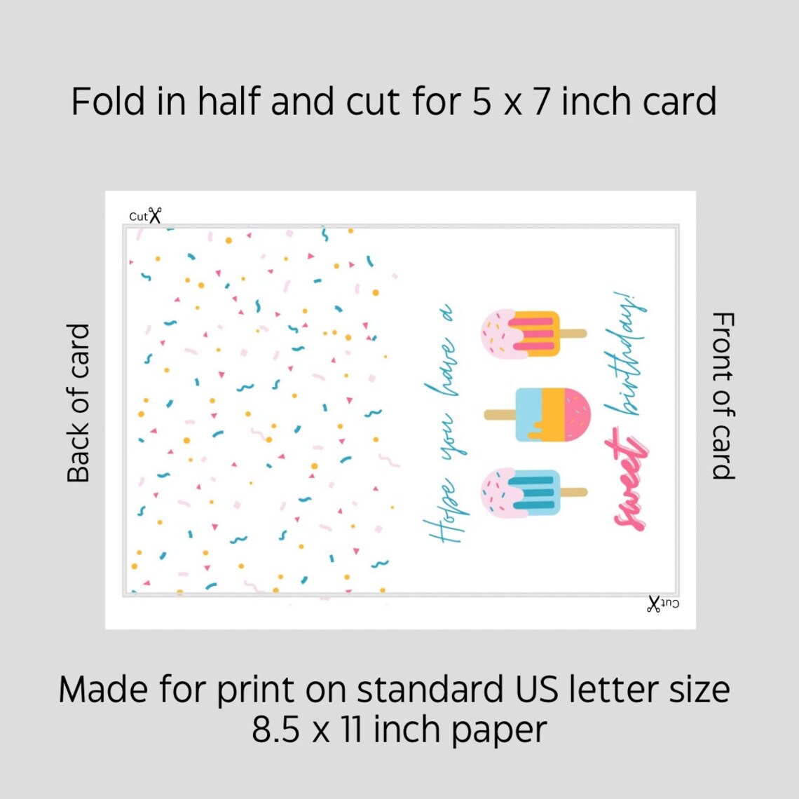 Printable Popsicle Birthday Card, Digital Download - Etsy