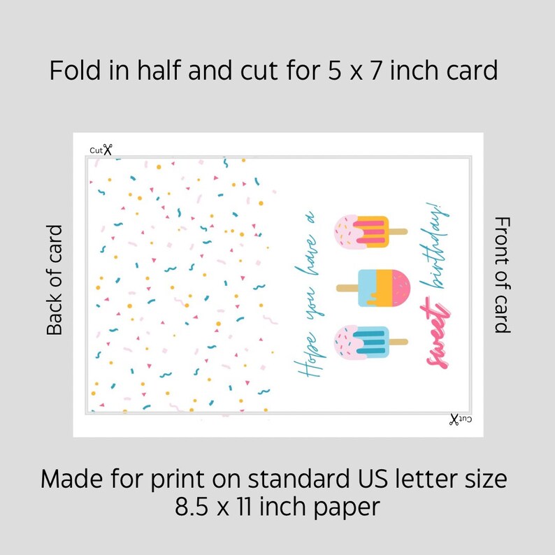 Printable Popsicle Birthday Card, Digital Download - Etsy