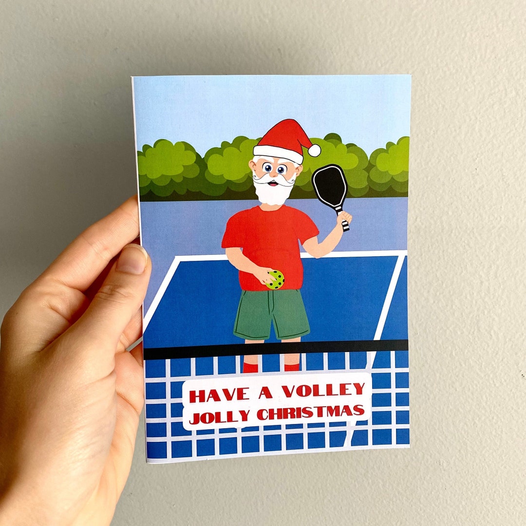 Printable Pickleball Christmas Card | Santa Pickle Ball Holiday Card ...