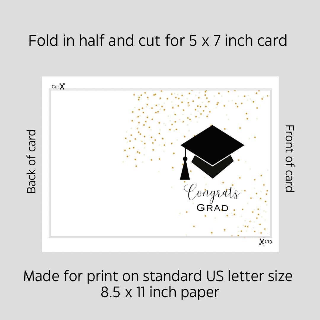 Printable Graduation Greeting Card, Downloadable Pdf - Etsy