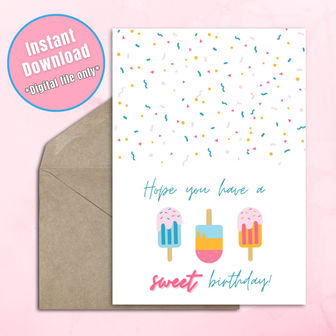 Printable Popsicle Birthday Card, Digital Download - Etsy