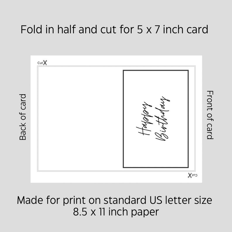 Printable Happy Birthday Card, Blank Birthday Card, Digital Download - Etsy