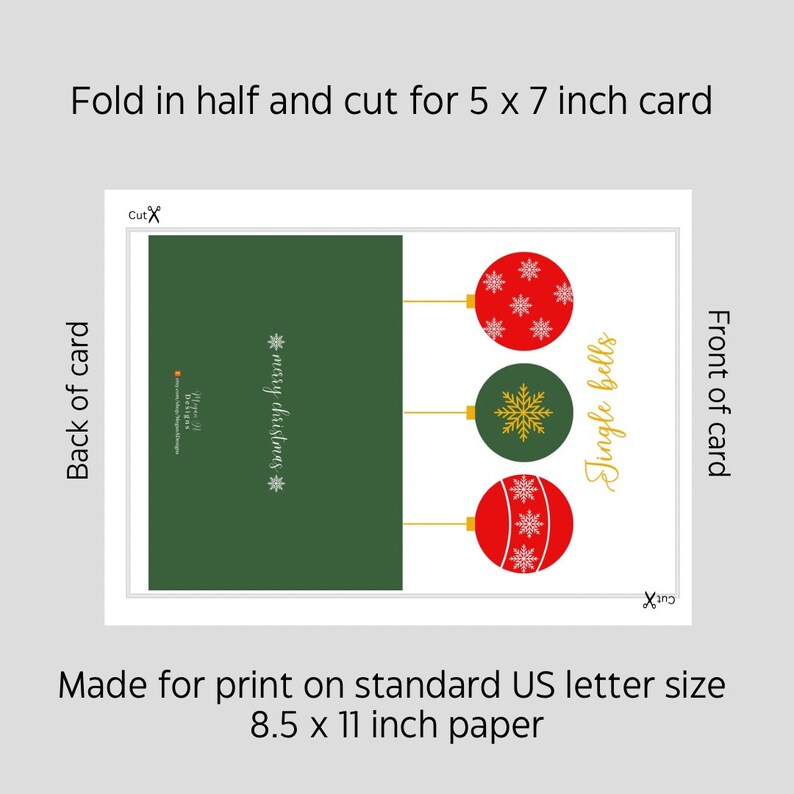 Printable Jingle Bells Christmas Card | Red and Green Holiday Card - Etsy