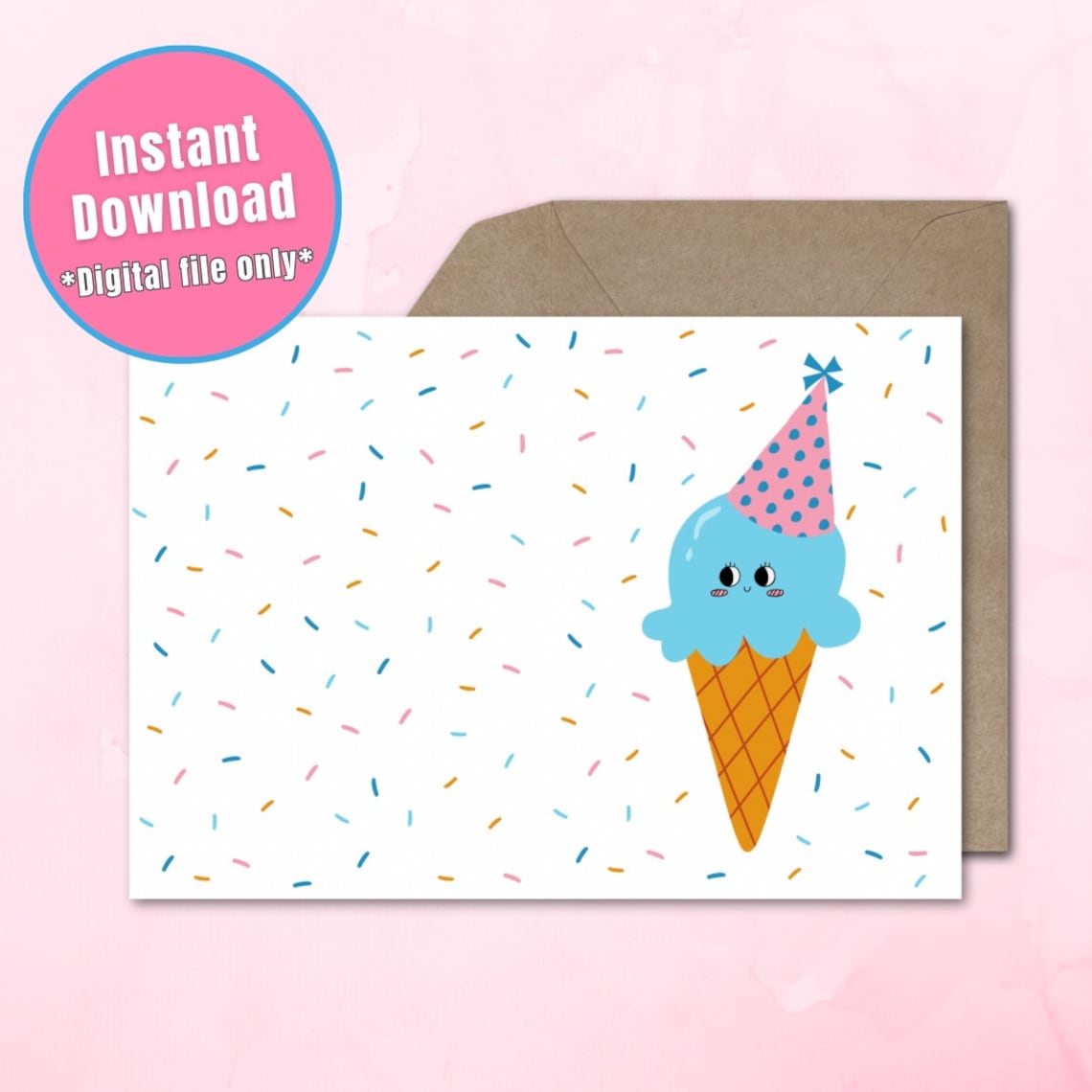 Printable Ice Cream Birthday Card, Digital Download - Etsy