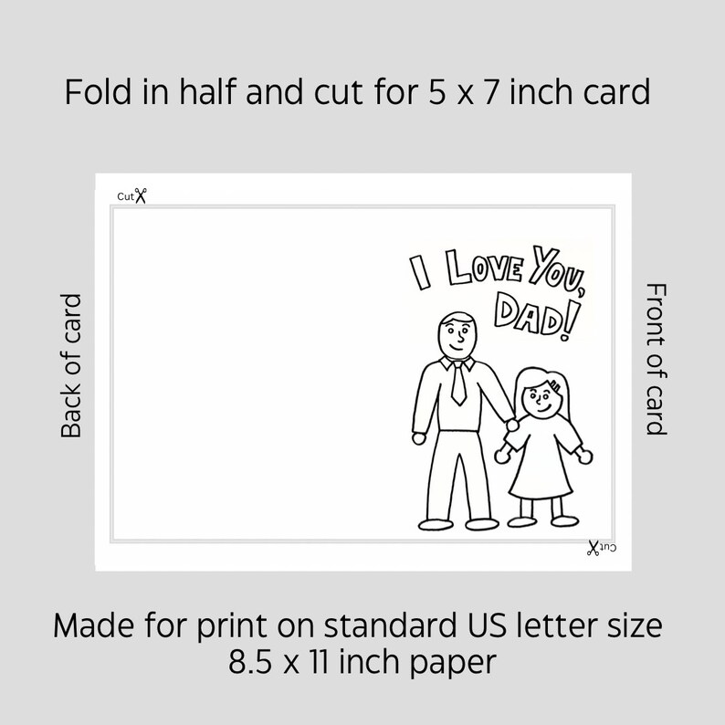 Printable Coloring Page Father's Day Card | Kid's Coloring Card for Dad ...