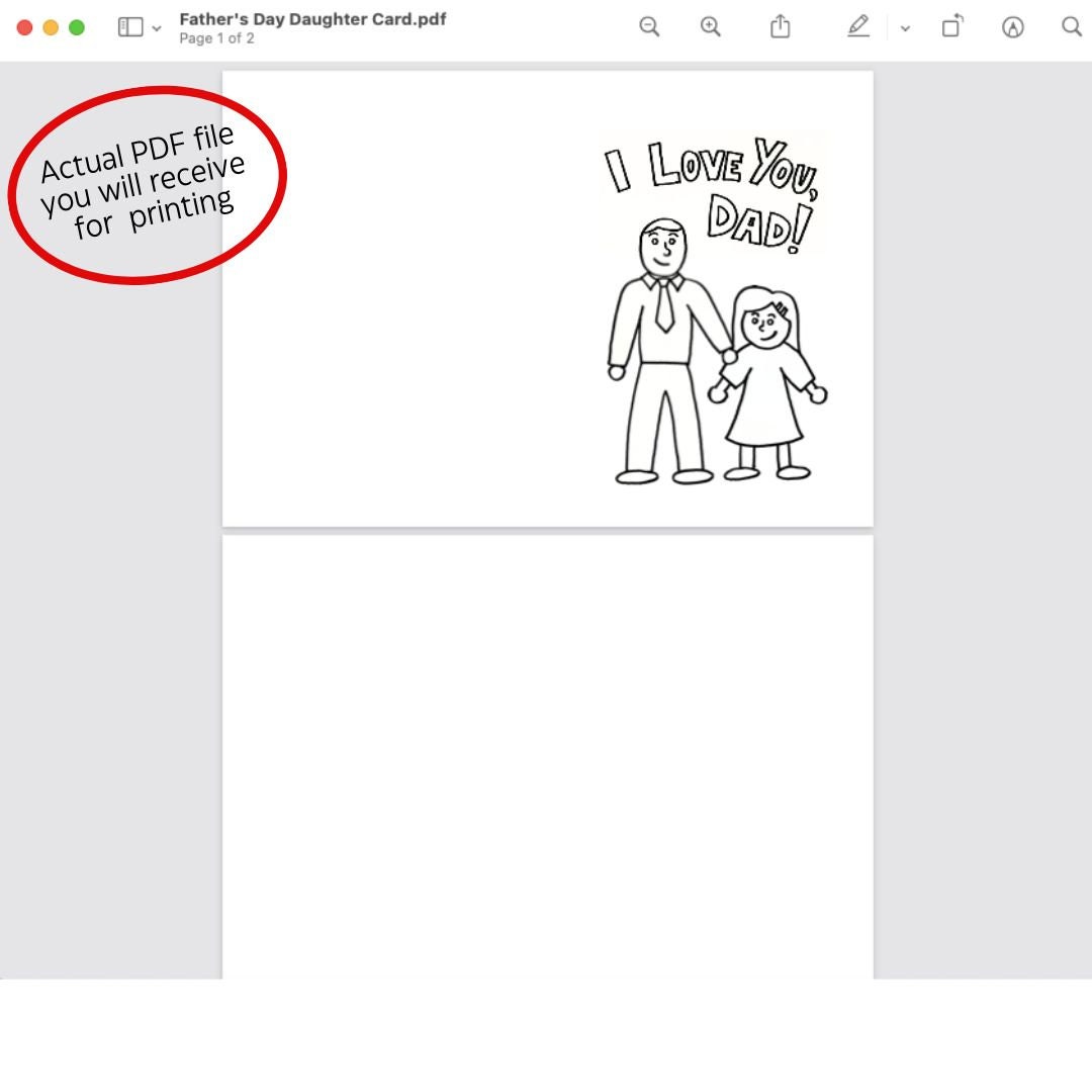 Printable Coloring Page Father's Day Card | Kid's Coloring Card for Dad ...