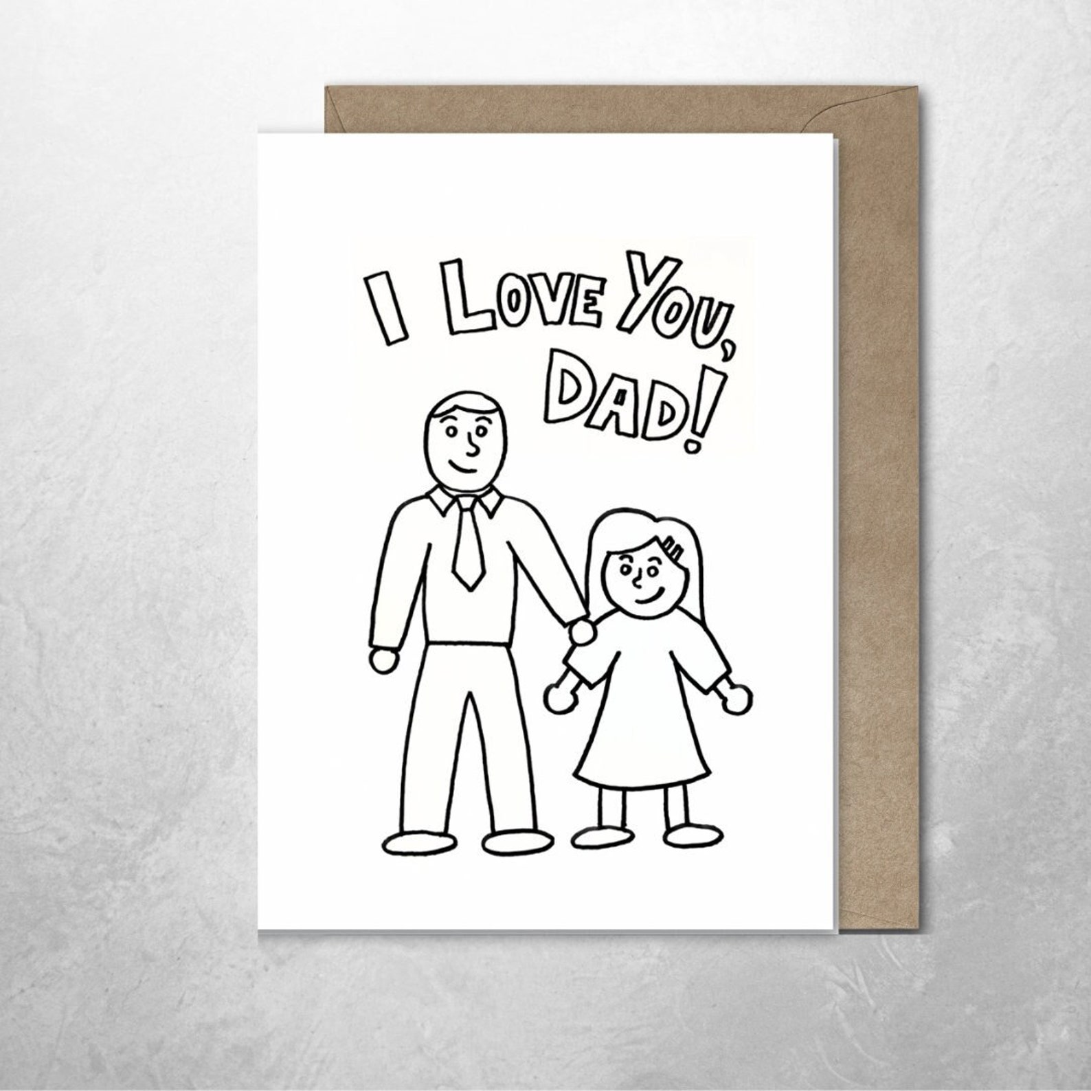 Printable Coloring Page Father's Day Card | Kid's Coloring Card for Dad ...