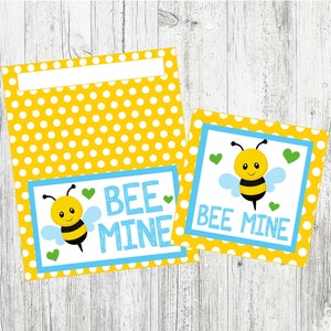 Bee Mine Valentine Tags and Bag Toppers. Instant Digital Download. Bee ...