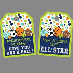 All Star Sports Party Favor Tag. for Sports Birthday Party or Baby ...