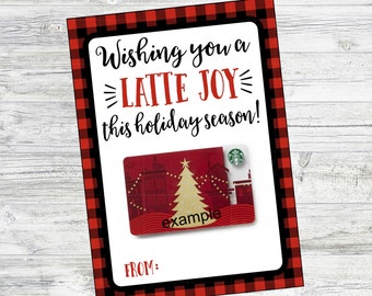 LATTE Joy Holiday Card for Coffee Gift Card. Wishing You A - Etsy
