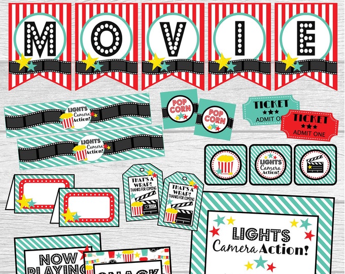 Movie Night Party Decoration Package. Printable Party for | Etsy