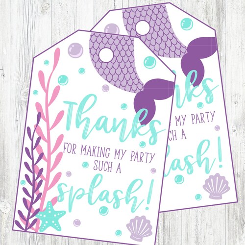 Mermaid Party Favor Tags. Thanks for Making My Party A Splash. | Etsy
