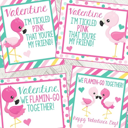 Flamingo Valentine Cards. I'm Tickled Pink That You're | Etsy