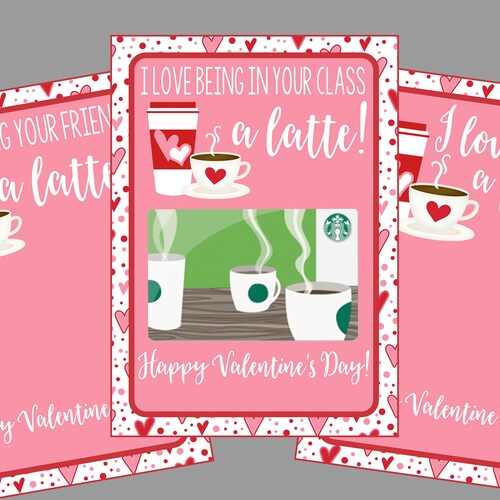 EDITABLE Coffee Card Holder Thanks a Latte Valentine Gift | Etsy