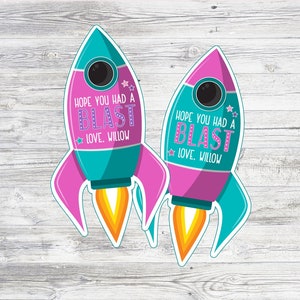 Personalized Space Party Favor Tags. Hope You Had A Blast Rocket Ship ...