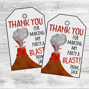 Personalized Printable Volcano Birthday Party Favor Tag. Thanks for ...