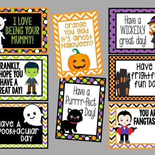 Halloween Lunch Box Notes. Printable Halloween Lunch Nox - Etsy