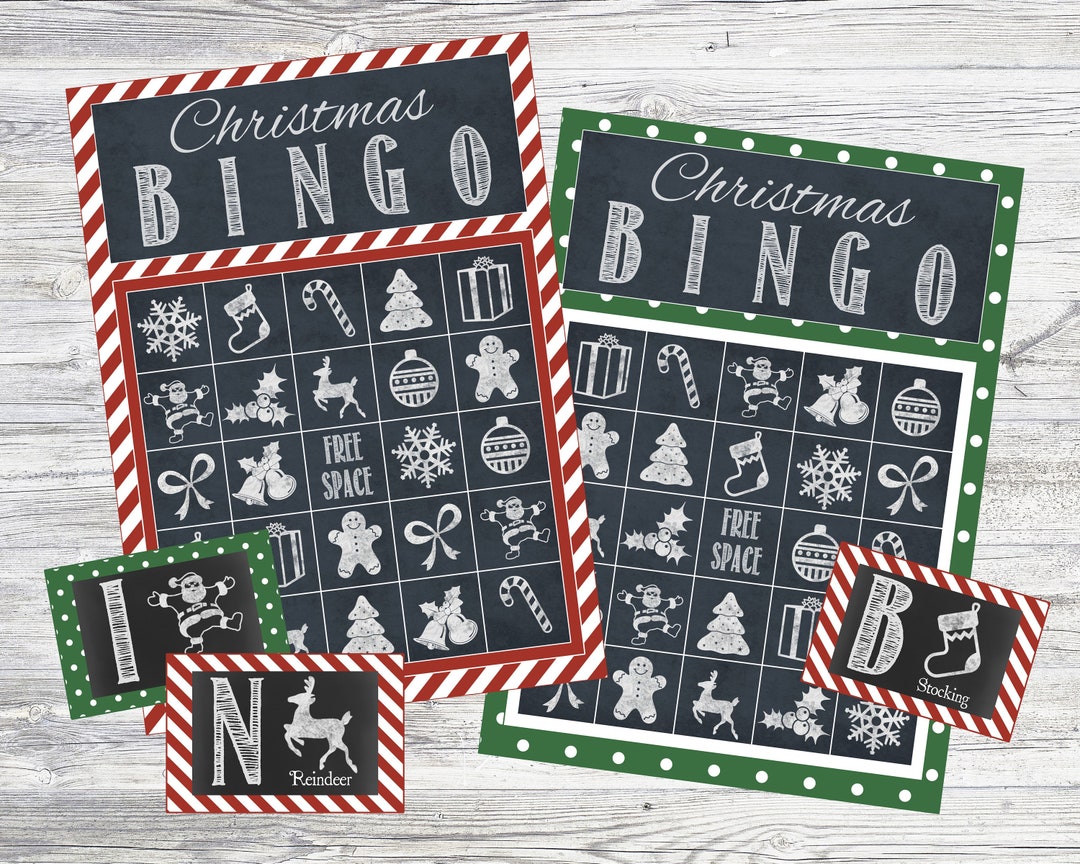 Printable Christmas BINGO Game! 24 Game Cards Plus Calling Cards ...