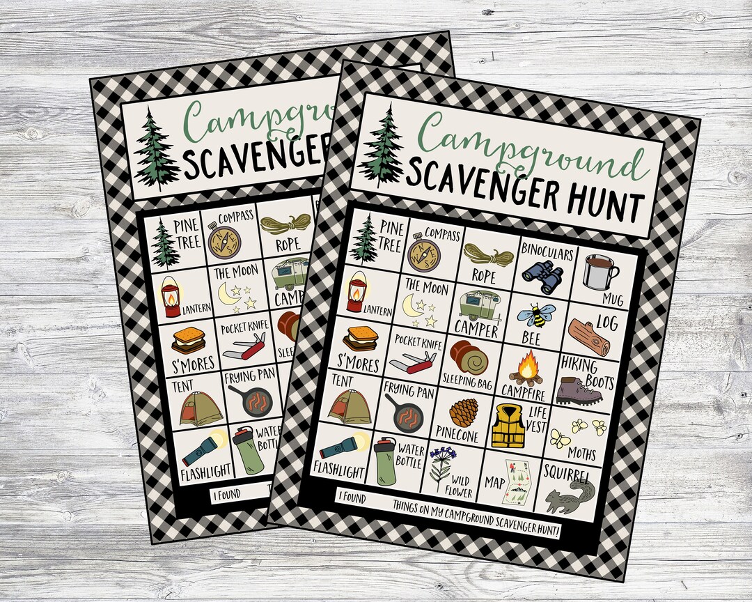 Printable Campground Scavenger Hunt. Instant Digital Download. Great ...