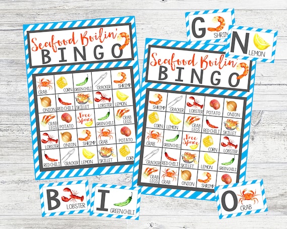 Seafood Boil Bingo Game. Printable Bingo Game Set. Incl 24 | Etsy
