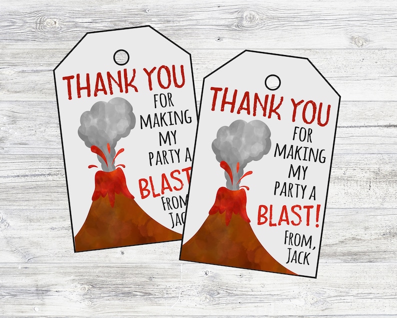 Personalized Printable Volcano Birthday Party Favor Tag. - Etsy