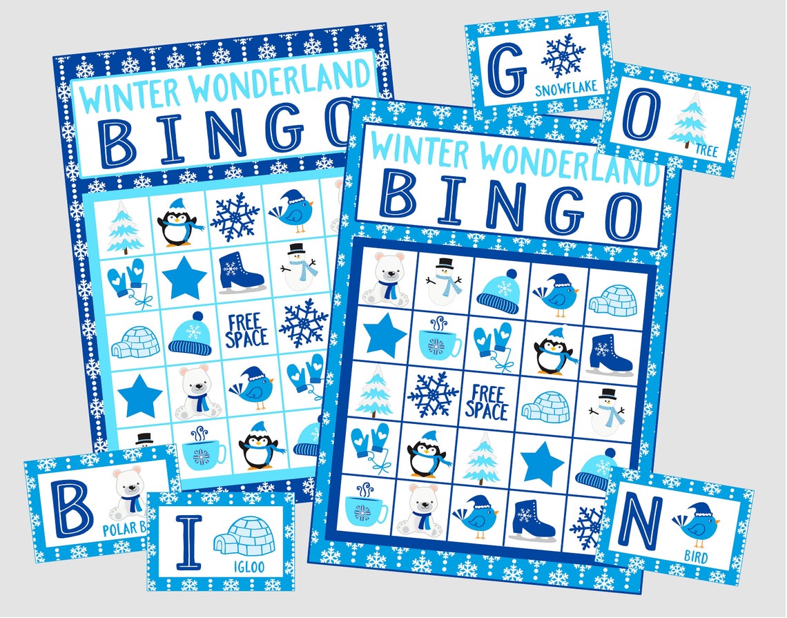 Winter Wonderland Bingo Printable Winter Bingo Game. 12 Card - Etsy