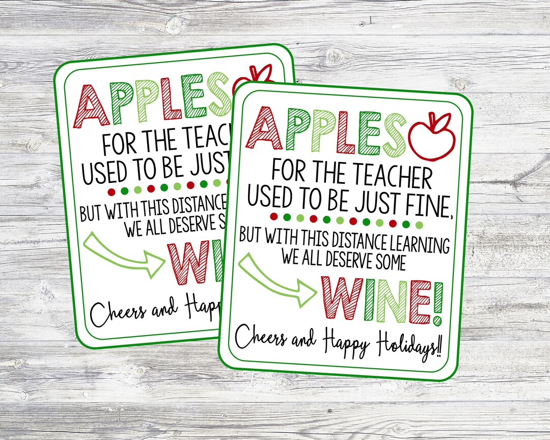 Printable Christmas Teacher Wine Tag for DISTANCE LEARNING ...