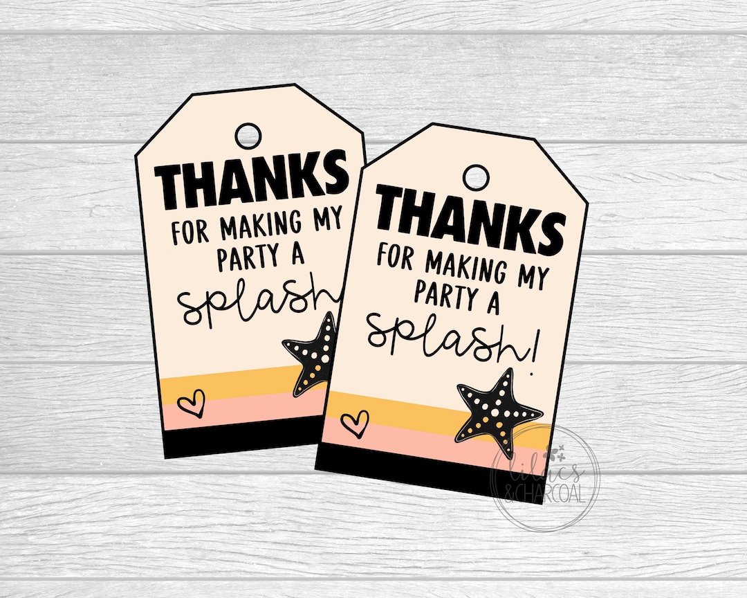 Printable Summer Pool Party Birthday Favor Tag. Teen Sunset Beach ...