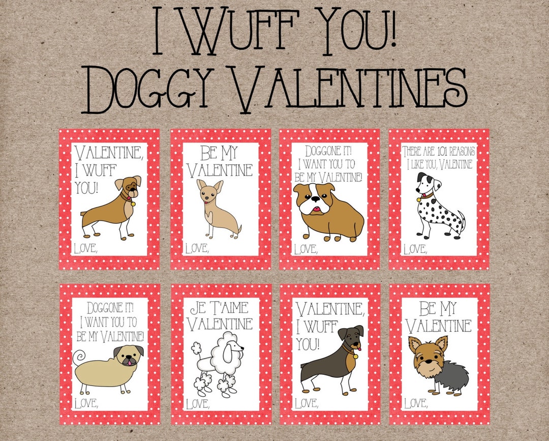 I Wuff You! Doggy, Puppy Valentine Cards. Instant Digital Download ...